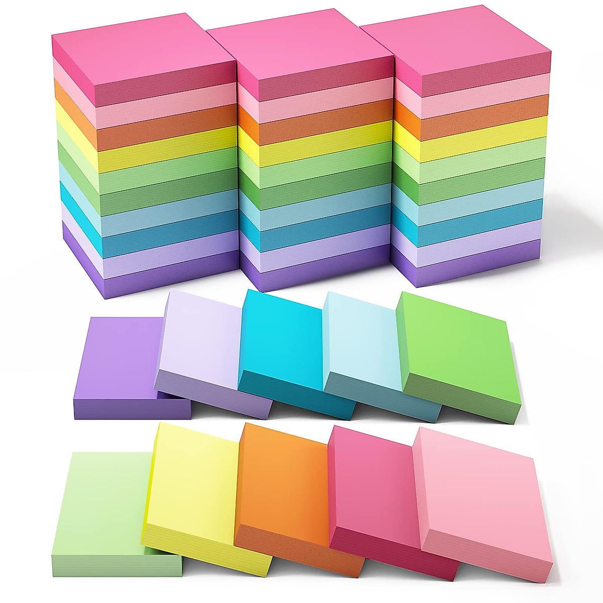 EOOUT Sticky Notes 1.5x2 Inches, 30 Pack Bright Colors Self-Stick Pads, 10 Colors Super Adhesive Bright Colors Memo Pads, 75 Sheets/Pad