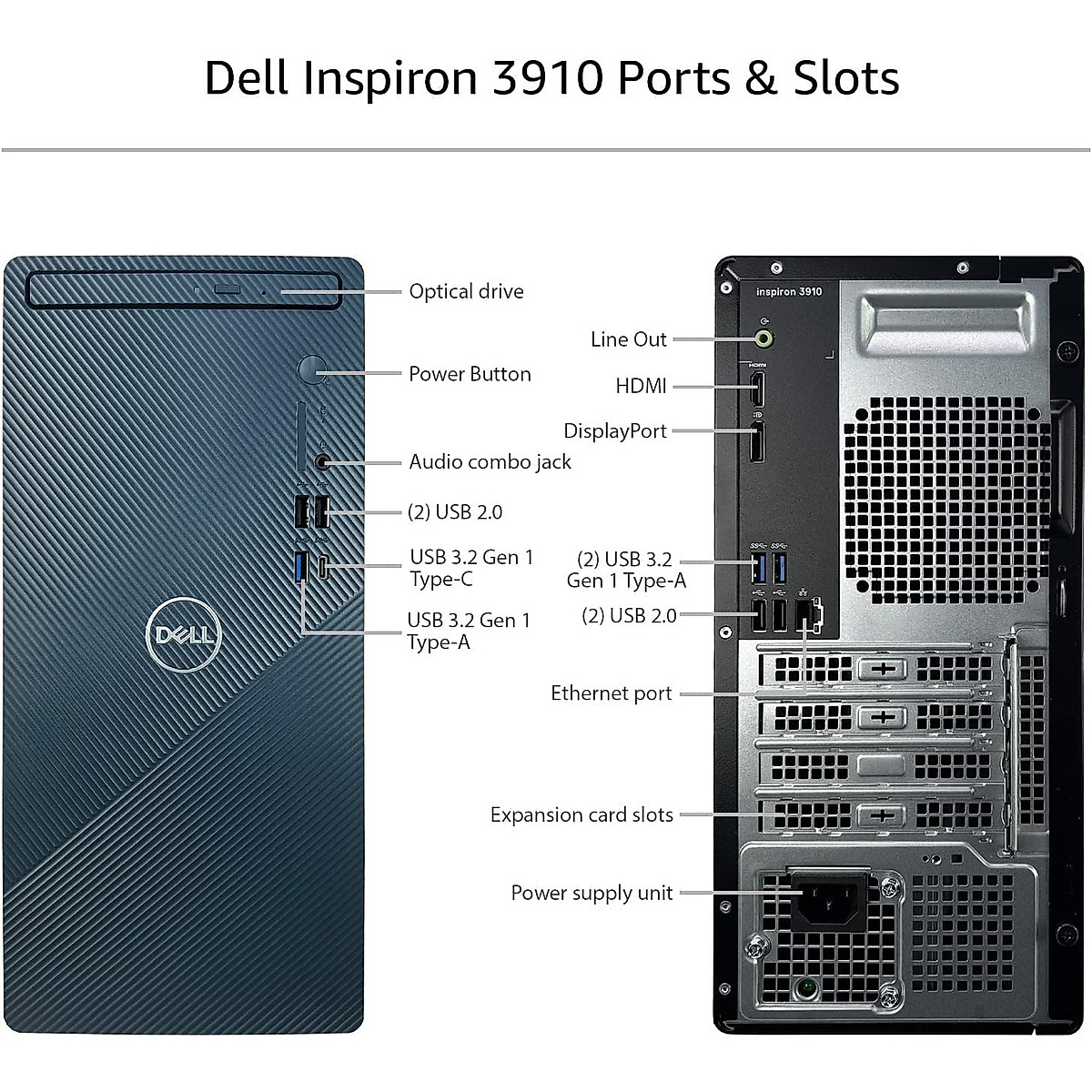 Dell Inspiron i3891 Desktop Computer - 11th Gen Intel 8-Core i7-11700 up to 4.90 GHz Processor, 64GB DDR4 Memory, 512GB SSD + 12TB HDD, Intel UHD Graphics 630, DVD Burner, Windows 11 Pro