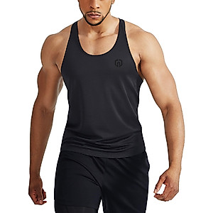 NELEUS Men's Workout Running Tank Top Sleeveless Gym Athletic Shirts Pack of 3,5080,Black/Grey/Blue,L