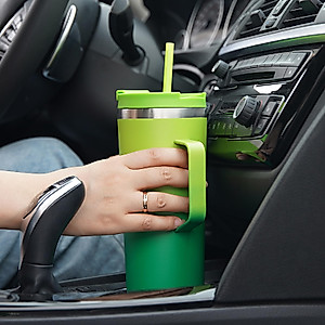 BJPKPK Insulated Tumbler with Handle, 18oz Insulated Tumblers with Lid and Straw, Stainless Steel Metal Water Bottles, Coffee Travel Mugs, Cups, Bamboo Grove