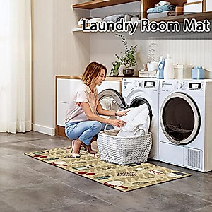 Super Absorbent Kitchen Mats for Floor Ultra Thin for Summer Using Set of 2, Rubber Backing Carpet Rugs Mat Cushioned, Quick Dry Floor Mats, Machine Washable Laundry Room Rug…