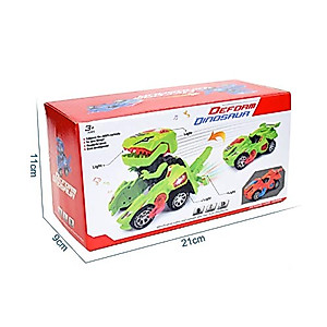davidamy's gift Transforming Toy Dinosaur Cars, Dinosaur Car w/LED Light Sound, Aumatic Transformation Dinosaur Kids Toy (Red)