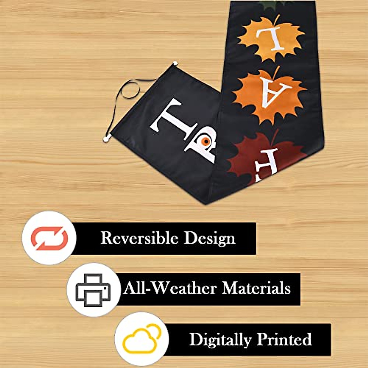 3 Pieces Thanksgiving Reversible Banner Happy Fall Harvest and Halloween Trick or Treat Witches Banner Thanksgiving Halloween Day Porch Sign Hanging Sign for Fall Decorations Outdoor (Black)