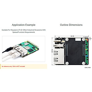 for Raspberry Pi Compute Module 4, Mini Dual Gigabit Ethernet Base Board Onboard Ethernet USB Rich Interfaces