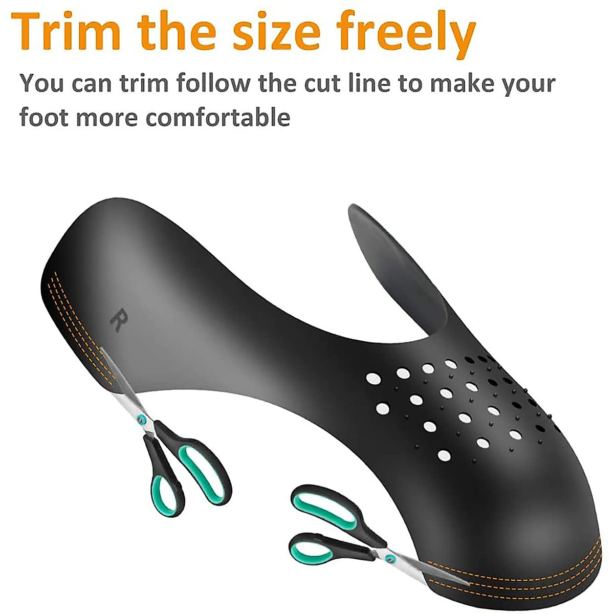 Qidie 2 Pairs Shoe Crease Protector Toe Box Anti-Wrinkle Sport Shoe Inserts Sneaker Crease Guard for Men & Women 4-12" (Men's 7-12, Black+White)