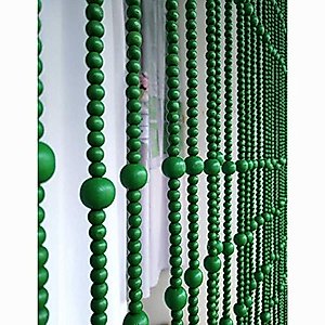 OKUOKA 51 Strands Beaded Door Curtains for Doorways Wood Bead String Curtain for Room Dividers Green Handmade Home Entrance Screen, Multi-Size Customizable (Size : 90x180cm)
