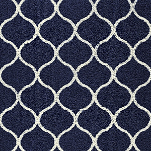 Maples Rugs Rebecca Contemporary Kitchen Rugs Non Skid Accent Area Carpet [Made in USA], 2'6 x 3'10, Navy Blue/White