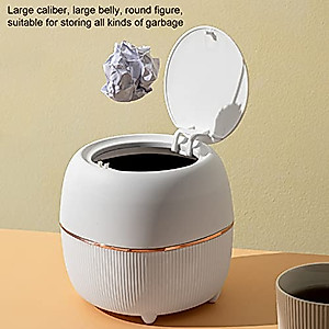 Smalibal Modern Plastic Mini Trash Can with Lid Garbage Bin Wastebasket for Bathroom Vanity, Desktop or Coffee Table - Dispose of Cotton Rounds, Makeup Sponges, Tissues White