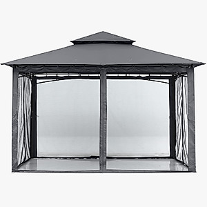 ABCCANOPY Gazebos for Patios 10x12 - Outdoor Steel Frame Gazebo with Mosquito Netting for Lawn Backyard Garden Deck (Dark Gray)