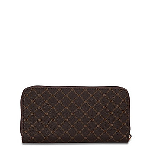 Rioni Button Fold Womens Credit Card Zipper Wallet - Signature Brown