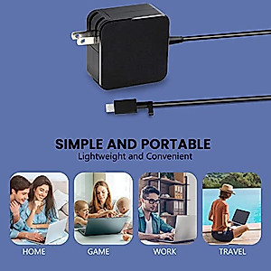​33W Laptop Charger Replacement for Asus Chromebook C201P C201 C201PA C100PA C100P C100 Eeebook X205T X205 X205TA Vivobook E200H E200HA AD890526 ADP-33AW B Small Square Tip Power Supply Cord
