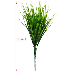 Beebel 6Pcs 15" Artificial Plastic Wheat Grass Faux Shrubs Simulation Greenery Plants Indoor Outside Home Garden Office Verandah Wedding Décor