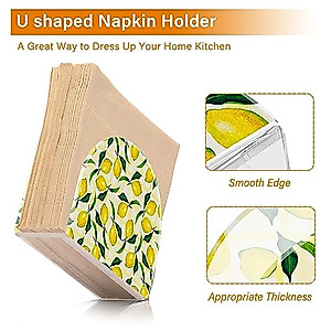 Napkin Holder, Clear Acrylic Paper Napkin Holders Tropical Plant Lemon Tissue Box Dispenser Stand Tabletop Space Saver Upright Napkin Towel Holders for Kitchen Restaurant Home Decor