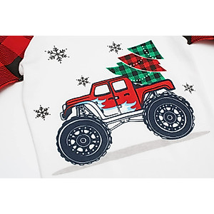 Demifill Boys and Girls Cotton Pajamas Christmas Trees&Monster Cars Pajamas Kids Sleepwear Size 10 Red