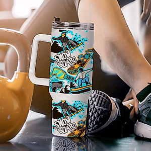 Sublifun 40 OZ Sublimation Tumbler with Handle, 2 Pack Sublimation Tumbler Blanks Stainless Steel Vacuum Insulated White Travel Tumbler with Plastic Handle and Straw for 40 oz Tumbler Heat Press Print