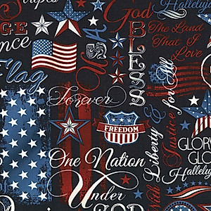 Timeless Treasures Patriotic Words Navy Premium Quality 100% Cotton Sold by The Yard.