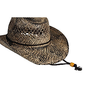 Western Outback Cowboy Hat Men's Women's Style Straw Felt Canvas (034 Brown Bull Head)