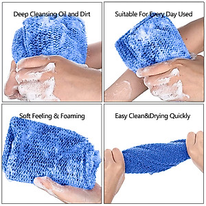 Exfoliating Washcloth Towel Body Scrubber Loofah African Net Bathing Sponge Back Scrubber for Shower Mesh Pouf Sponge Skin Smoother for Daily Use or Stocking Stuffer Bathroom Accessories 2pcs