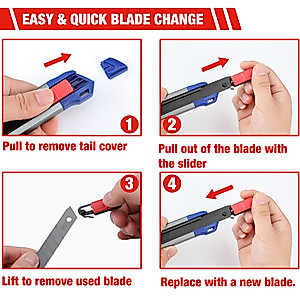 WORKPRO Utility Knife, 2-piece, Folding Box Cutter and 18mm Snap-off Knife, Light Weight Aluminum Body with Stainless Quick Change Blade Holder, Extra 20 SK5 Blades Included