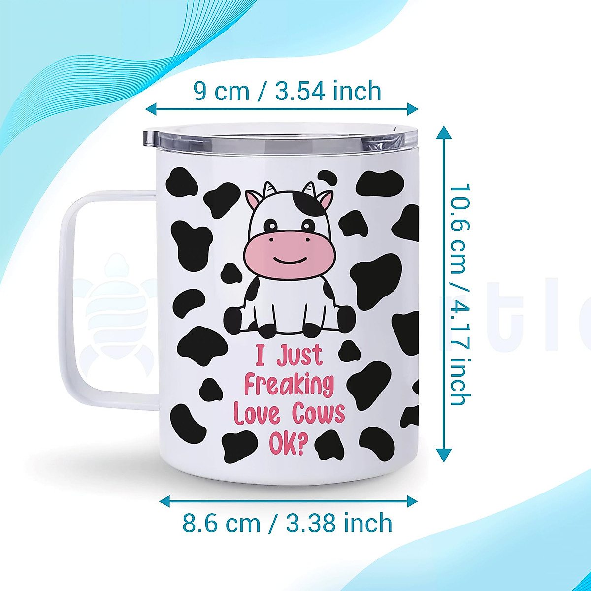 Hyturtle Funny Cow Gifts: Cow Print Stainless Steel 12oz Coffee Tumbler - Perfect For Cow Lovers, Birthday & Christmas Gifts