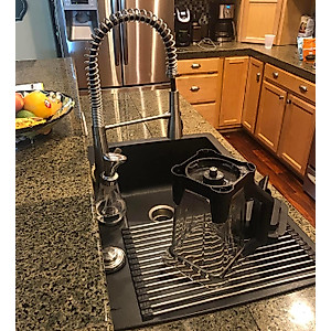 Ahyuan Roll up Dish Drying Rack Over The Sink Kitchen Roll up Sink Drying Rack Portable Dish Rack Dish Drainer Foldable SUS304 Stainless Steel Dish Drying Rack (17.7''x11.2'')