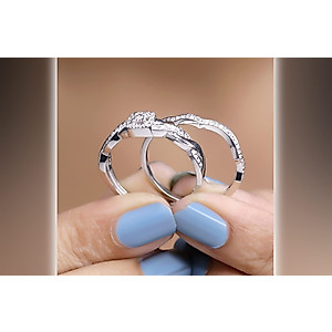 Dazzlingrock Collection 0.30 Carat (ctw) Sterling Silver Round Diamond Ladies Swirl Bridal Engagement Ring Set 1/3 CT, Size 7.5