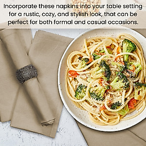 Cotton Clinic Cloth Dinner Napkins - Perfect Everyday Use Table Napkins - Soft Durable Washable - Ideal for Party Wedding Christmas Easter - Set of 12-20x20 inches Beige Napkins