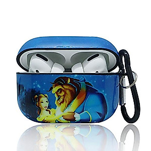 for AirPods Pro Case Protective Cover,Fully Protected Shockproof Cute Case Cover with Keychain Clip Carabiner and Neck Running Strap, Compatible with Apple AirPods pro (Beauty and The Beast)