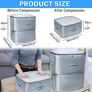 Ultra Space Saving Self Compression Organizer, 2024 Upgrade Space Saver Quilt Compression Bags for Storage, Moving Organizer Bags, Compression Storage Bags for Comforters and Blankets(Blue, X-Large)