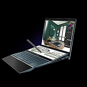 ASUS ZenBook Pro Duo 15 UX582 Laptop, 15.6” OLED 4K Touch Display, i7-12700H, 16GB, 1TB, GeForce RTX 3070 Ti, ScreenPad Plus, Windows 11 Home, Celestial Blue, UX582ZW-AB76T