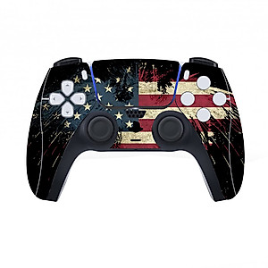 PlayVital US Flag The Stars & Stripes Full Set Skin Decal for ps5 Console Disc Edition, Sticker Vinyl Decal for ps5 Controller & Charging Station & Headset & Media Remote