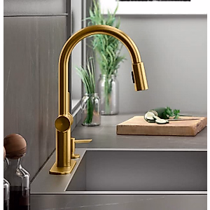 Kohler Koi R22940-SD-2MB Pull Down Kitchen Faucet with Soap Dispenser Vibrant Brushed Moderne Brass Finish