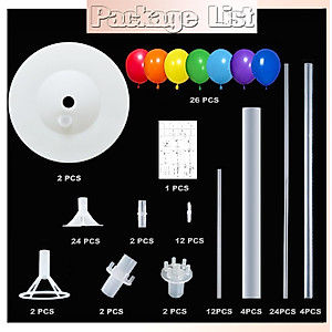 Balloon Column Kit Set of 2 With Balloons Included - Balloon Tower with Stand, Base, and Pole,Backdrop Decoration for Wedding, Baby Shower, Birthday Party, or Bachelorette Parties (Rainbow)