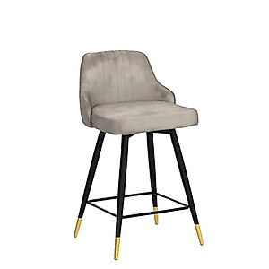 Swivel Barstool Set of 2: 25" Counter Height Bar Stools, Modern Bar Stools for Kitchen Island, Velvet Counter Stool with Back,Island Chairs for Kitchen Counter, 2 Counter Stools, Grey Bar Chair