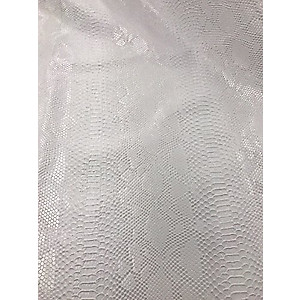New Creations Fabric & Foam Inc, 54" Wide Faux Viper Snake Skin Vinyl-Faux Leather-3D Scales Fabric by The Yard, White