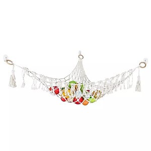 GUZLI Stuffed Animal Hammock Toy Net Plush Toy Hanging Organizer with Macrame Tassels Stuffed Animal Holder Display Corner Boho Large Storage Mesh Net for Playroom Bedroom