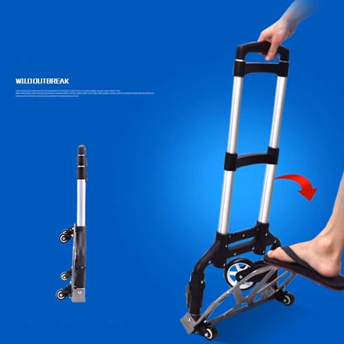 Generic Folding Hand Truck Grocery Shopping Trailer Folding Portable Cart Trolley for Loading and Storage (Black)