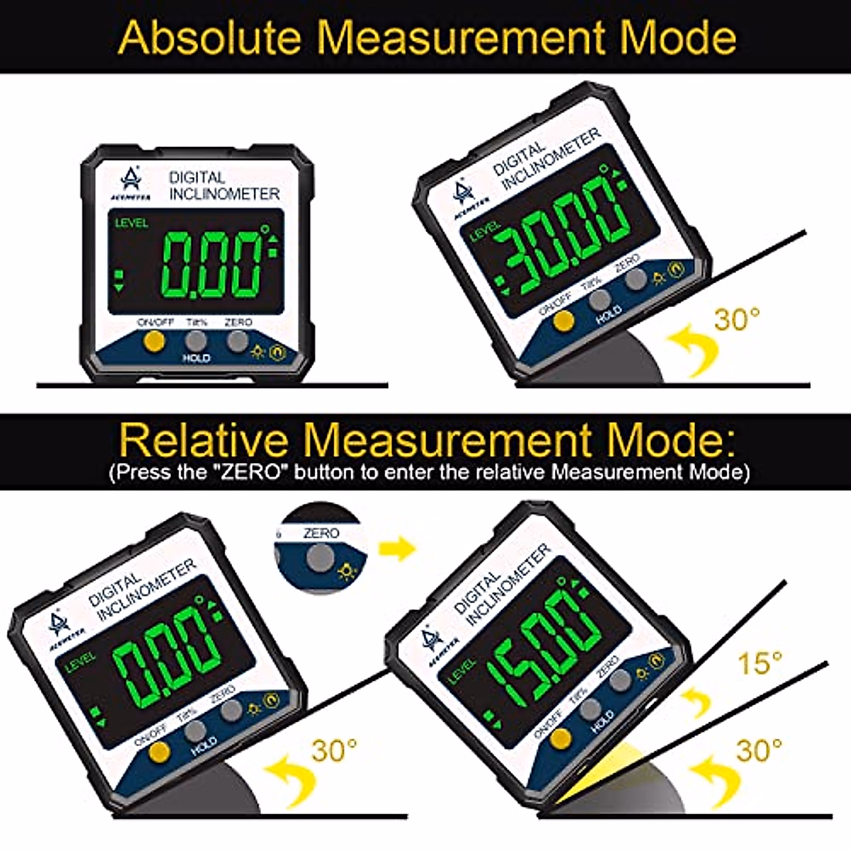 Magnetic Digital Angle Finder Protractor Inclinometer- Digital Inclinometer -Fast & Stable Measurement Tool with Magnetic Base and Backlit Display
