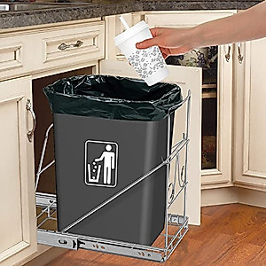 ZVMTTOY Pull Out Trash Can Under Cabinet, Under Sink Garbage Can Pull Out for Kitchen Cabinet Adjustable Trash Can Pull Out Kit Fit for Most 7-10 Gallon Garbage Can (Waste Bin Not Included)-Silver