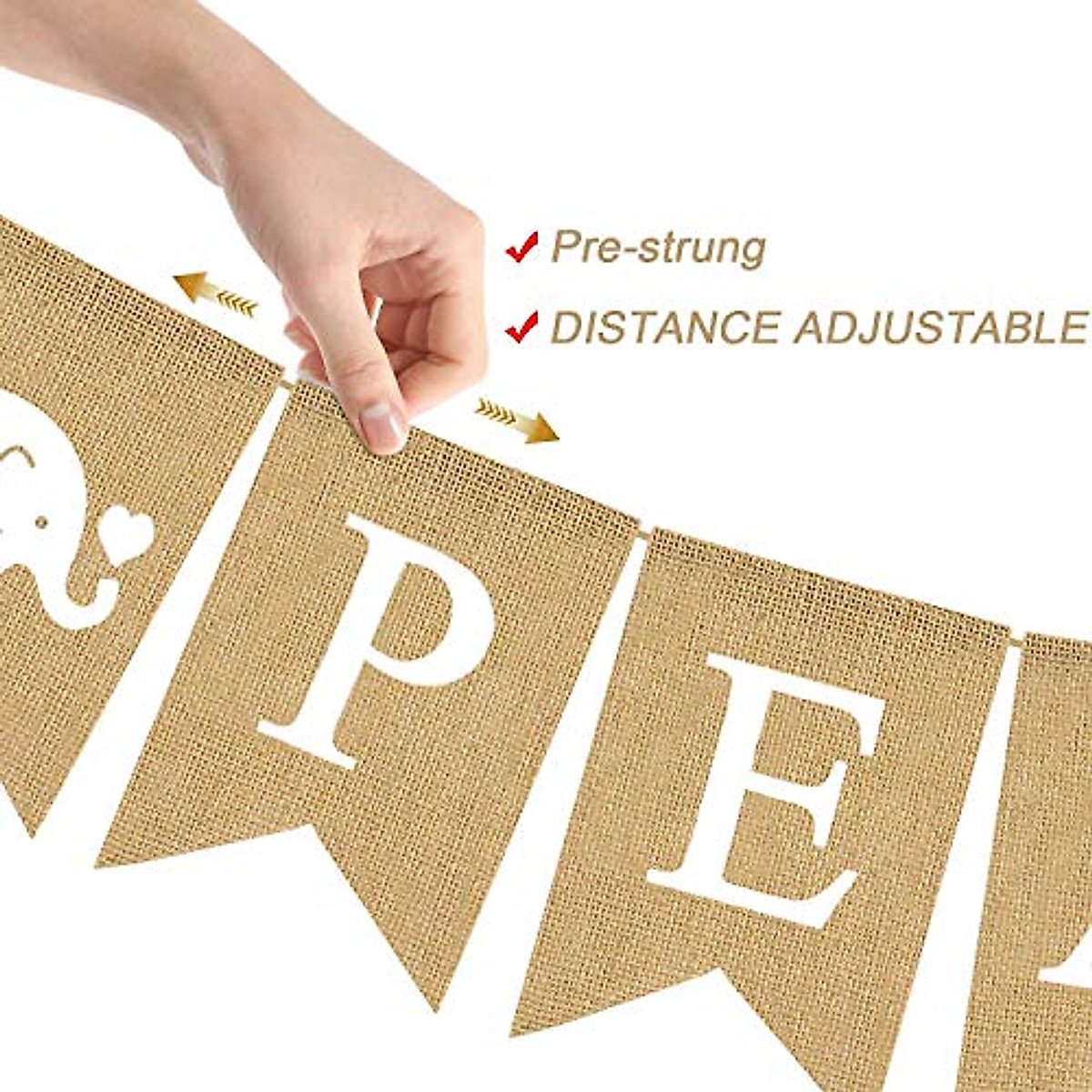 Jute Burlap Little Peanut Banner Boy Girl Baby Shower Gender Reveal Elephant Party Garland Decoration