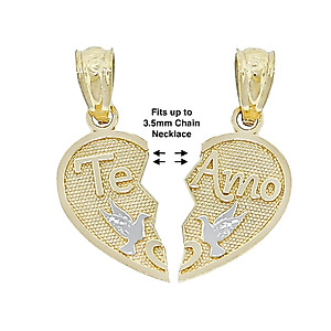 Charm America - Gold Break-Apart Te Amo Heart Charm - 14 Karat Solid Gold