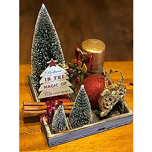Small Christmas Tree - Christmas Table Decorations, Fake Flocked Xmas Tree Decor Mini Tinsel Christmas Tree for Kitchen Mantel Office Bedroom Window Table Top