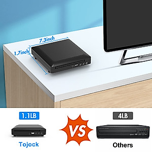 Tojock All Region Free DVD Player for TV - HDMI & AV Outputs, USB Input, 1080p Upscaling, Compact Design - Ideal for Home and Travel, Support PAL/NTSC System