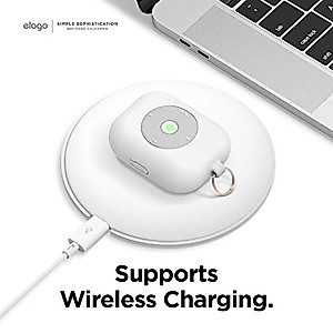 elago AW6 Case Compatible with AirPods Pro Case Cover, Retro Classic Music Player Design Case with Keychain, Durable Silicone, Classic Design [US Patent Registered] (White)