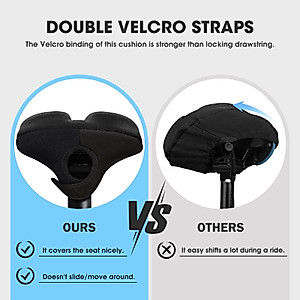 MEENCOOL Bike Seat Cushion - Gel Padded Bike Seat Cover for Men & Women Comfort, Adjustable Velcro Secure Bicycle Seat Cushion Compatible with Peloton, Indoor & Outdoor Bicycle Seat(11"x7"，Blue)