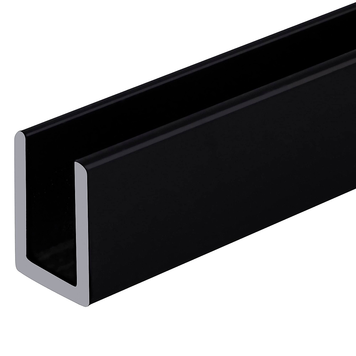 Brixwell SDCD38BL-CCP36 Black 3/8" Fixed Panel Shower Door Deep U-Channel - 36"