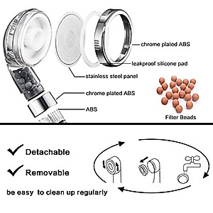 IAKLE High Pressure Shower Head with Hose and Bracket, 3-Setting Filtered Detachable Water Saving Jet Handheld Shower Heads Filter for Hard Water to Enjoy Amazing Shower Spa,1.6GPM(60in/1.5m Hose)