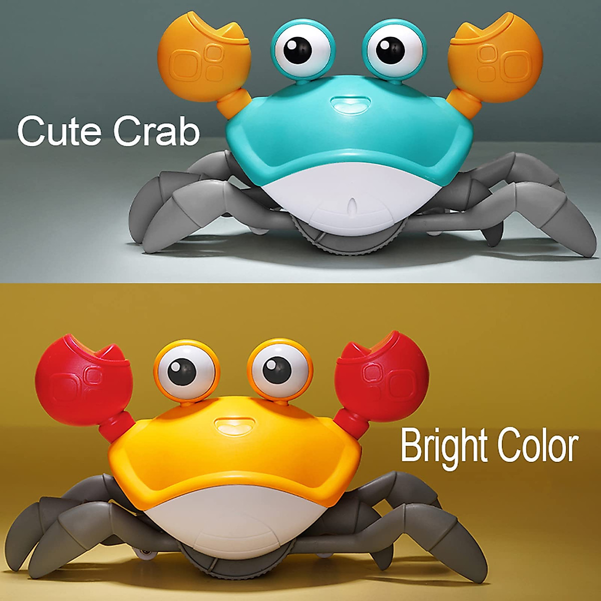 DASDSA Crawling Crab Baby Sensory Tummy time Toys for 1 Year Old boy Girl,Walking Crab Baby Toys Moving Dancing with Music and Light,Avoid Obstacles Interactive Development Baby Toys