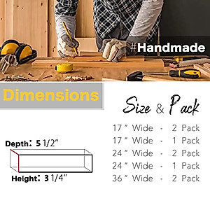 ROOREVO Wall Floating Shelves, Rustic Wood Wall Shelf Handmade (Light Walnut, 24 Inch - 2 Pack)