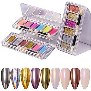 PhantomSky Chrome Powder, 18 Colors Holographic Ultra Fine Glitter Powder Set Rainbow Neon Pearl Pearl Pigment Manicure Glitter Dust - Laser Chameleon Rainbow Powder